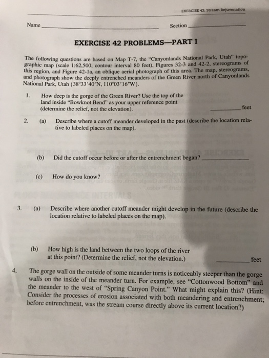 EXERCISE 42: Stream Rejuvenation Name Section. | Chegg.com