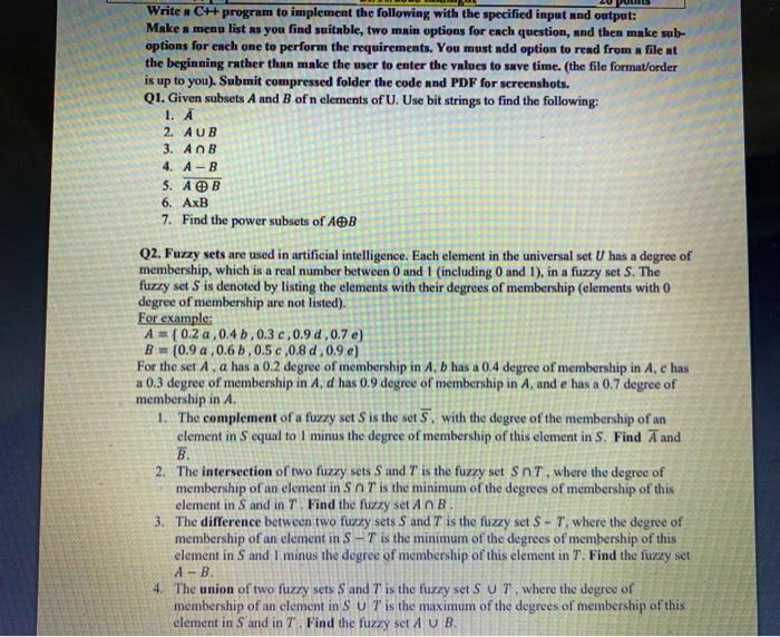Solved Write A C Program To Implement The Following With 