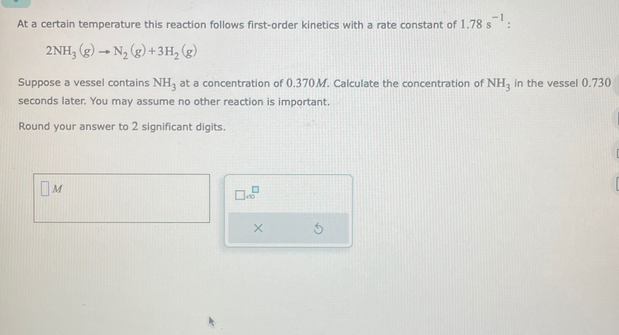 Solved At a certain temperature this reaction follows | Chegg.com