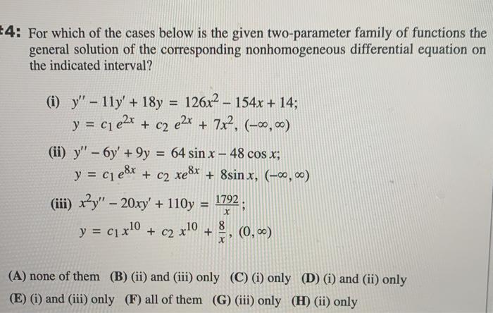 Solved 4: For which of the cases below is the given | Chegg.com