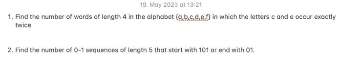 Solved 1. Find the number of words of length 4 in the | Chegg.com