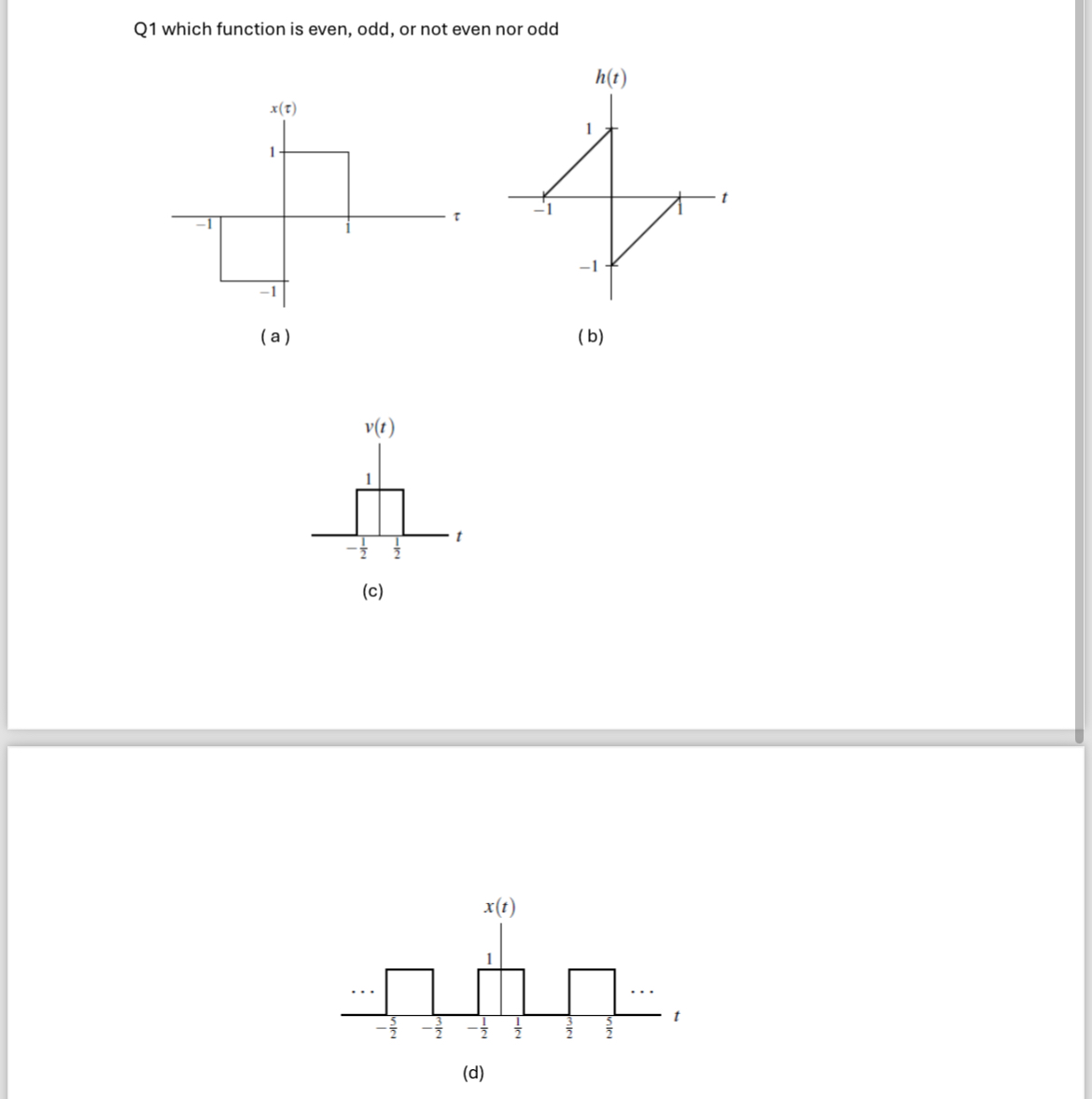Solved Q1 ﻿which function is even, odd, or not even nor odd | Chegg.com