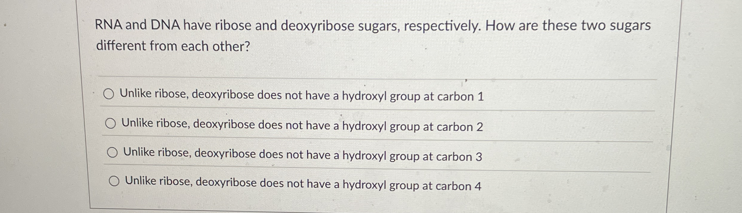 Solved RNA and DNA have ribose and deoxyribose sugars, | Chegg.com