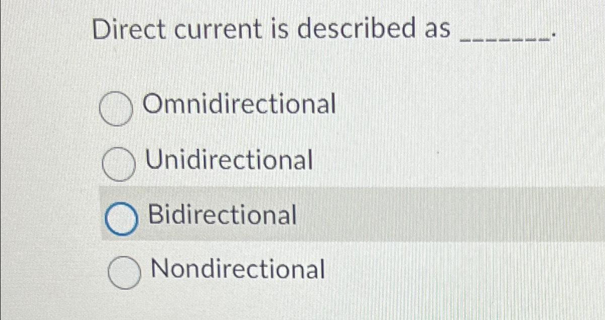 Solved Direct current is described | Chegg.com