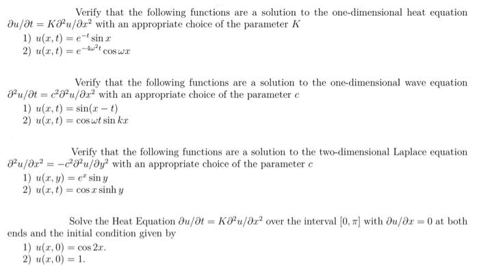 Solved Verify that the following functions are a solution to | Chegg.com