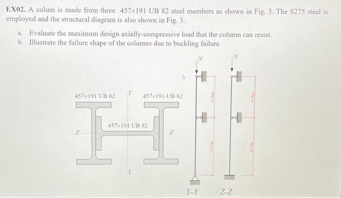 Solved EX02. A colum is made from three 457×191 UB 82 steel | Chegg.com