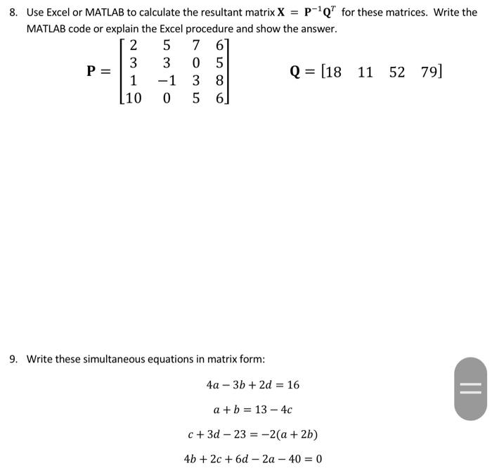 Solved Use these matrices for this numbers 1-5: | Chegg.com