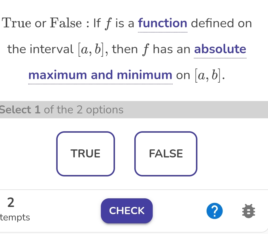 Solved True or False : If f ﻿is a function defined on the | Chegg.com