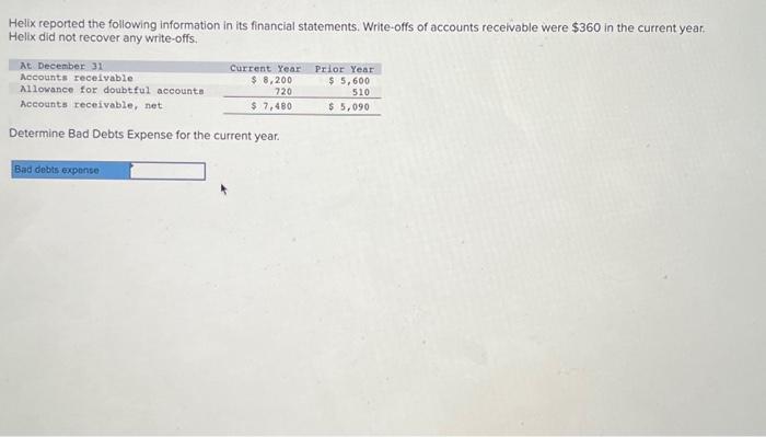Solved Helix reported the following information in its | Chegg.com