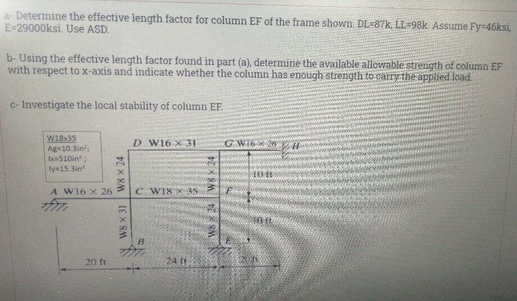 Solved a-Determine the effective length factor for column EF | Chegg.com