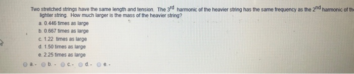 Solved Two stretched strings have the same length and | Chegg.com
