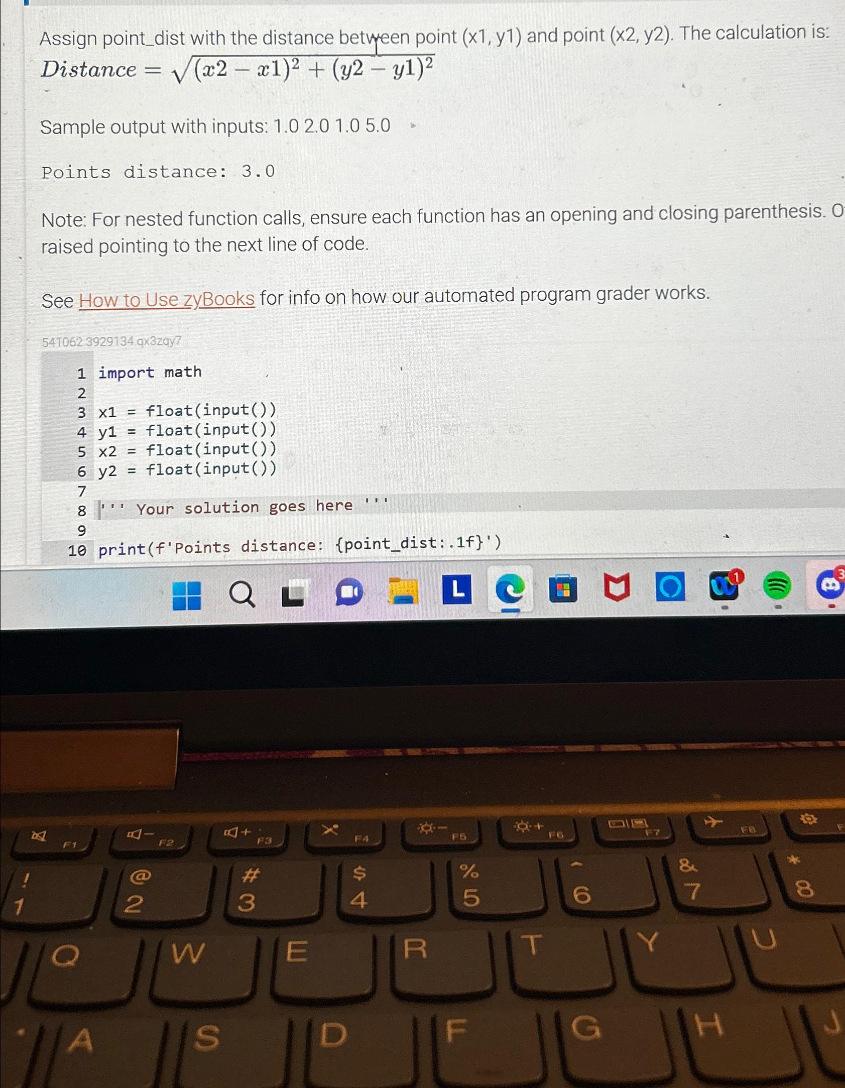 Solved Assign point_dist with the distance between point | Chegg.com