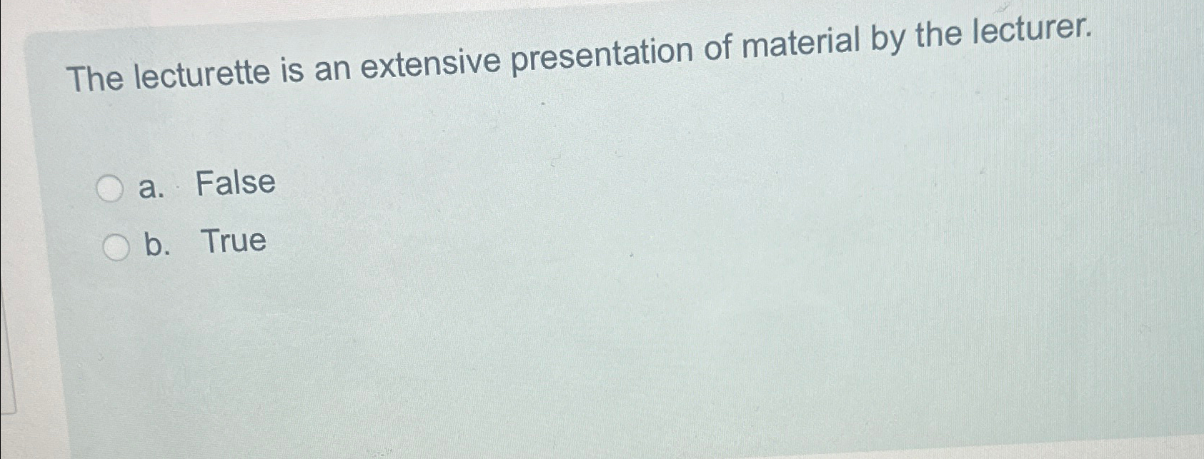 Solved The lecturette is an extensive presentation of | Chegg.com