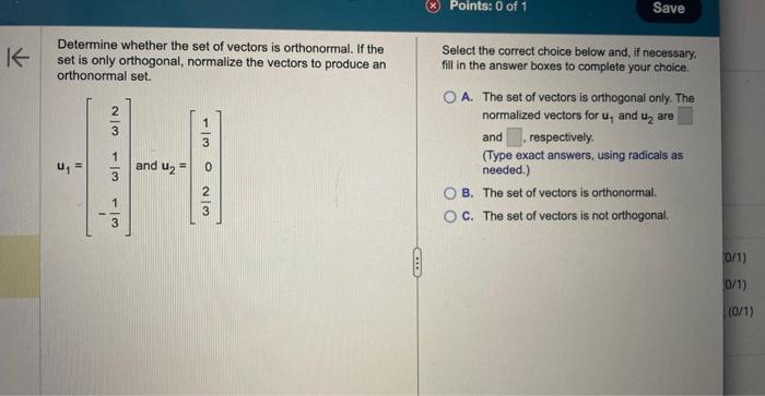 [solved] Determine Whether The Set Of Vectors Is Orthonorm