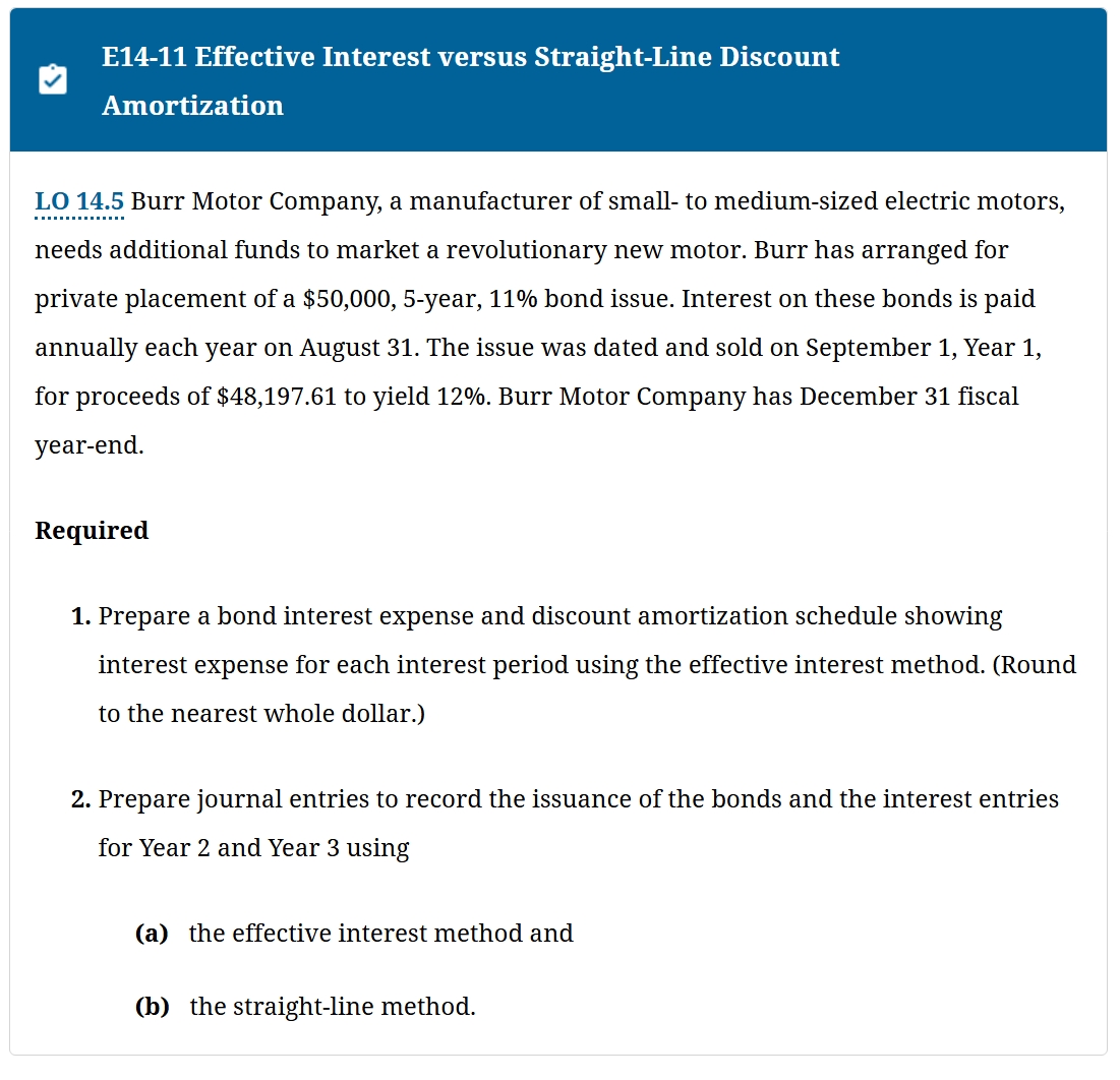 Solved E14-11 ﻿Effective Interest versus Straight-Line | Chegg.com