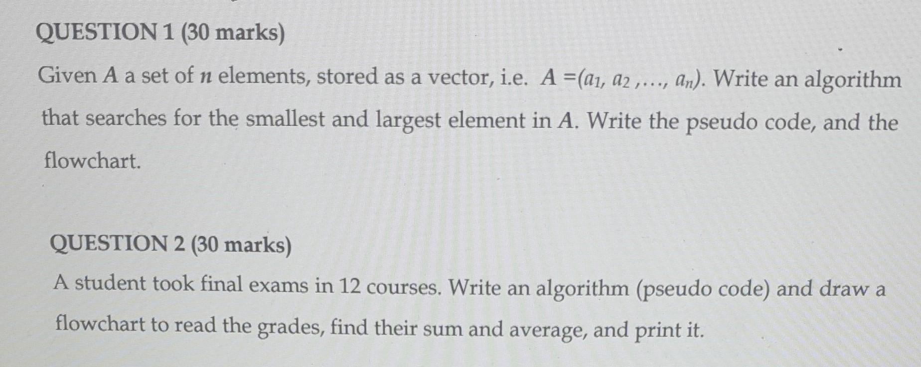 Solved QUESTION 1 (30 marks) Given A a set of n elements, | Chegg.com