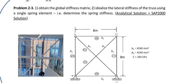 Solved Problem 2-3. 1) obtain the global stiffness matrix; | Chegg.com