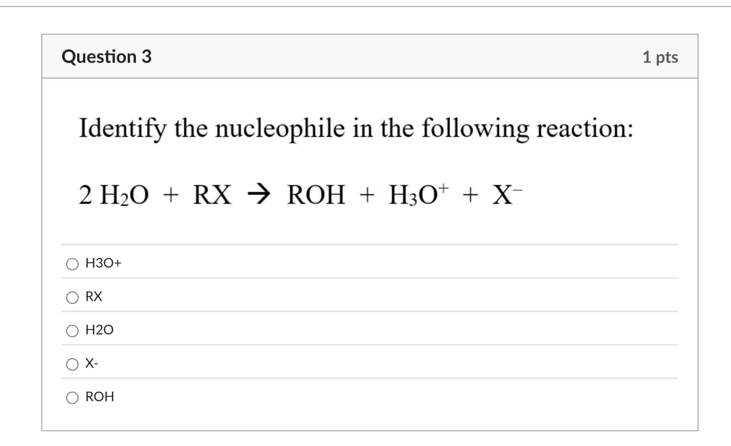 Solved Question 3Identify the nucleophile in ﻿the following | Chegg.com