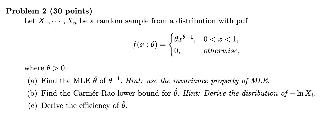 Solved Problem 2 (30 ﻿points)Let x_(1),cdots,x_(n) ﻿be a | Chegg.com