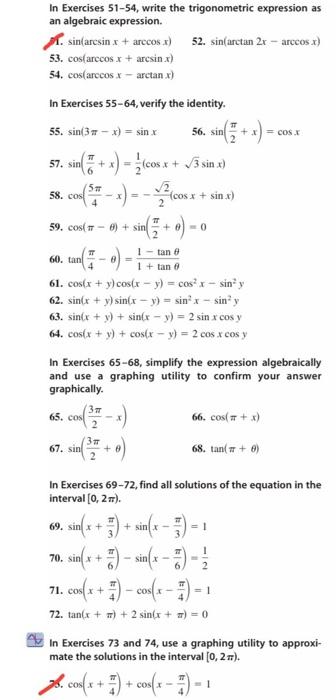 Solved 416 Chapter 5 Analytic Trigonometry In Exercises | Chegg.com