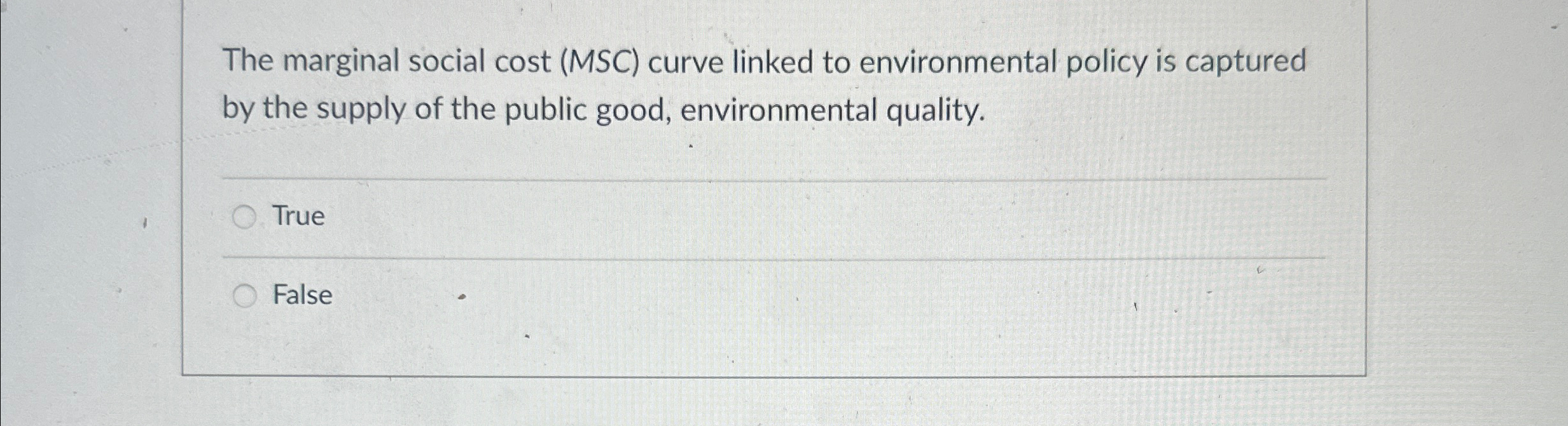 Solved The marginal social cost (MSC) ﻿curve linked to | Chegg.com