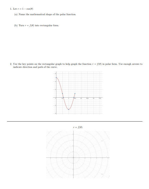 Solved Let r=1-cos(θ)(a) ﻿Name the mathematical shape of the | Chegg.com