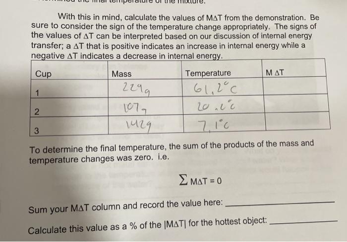 Solved With this in mind, calculate the values of MAT from | Chegg.com