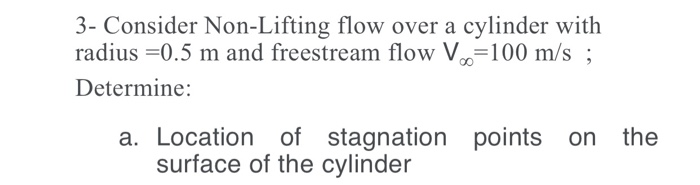 Solved 3- Consider Non-Lifting flow over a cylinder with | Chegg.com