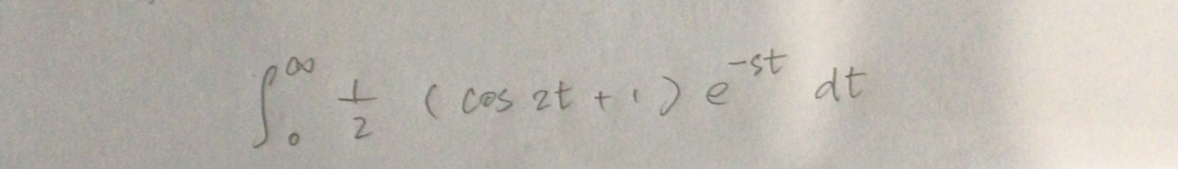 Solved ∫0∞12(cos2t+1)e-stdtHow to solve ? | Chegg.com