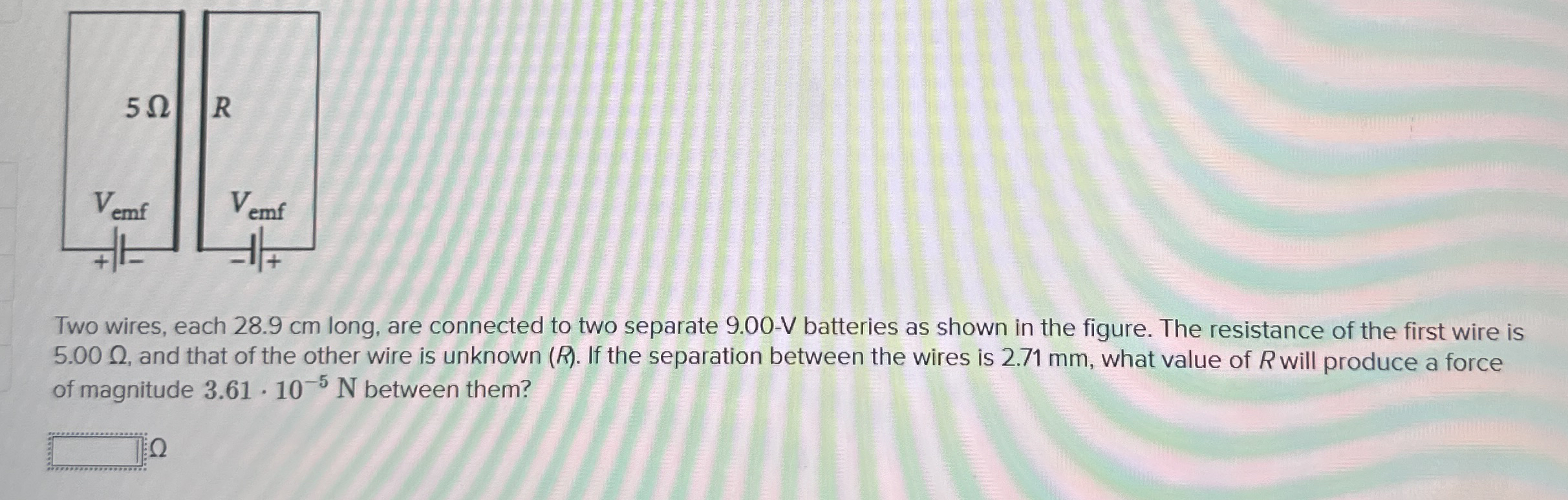 Two wires, each 28.9 ﻿cm long, are connected to two | Chegg.com