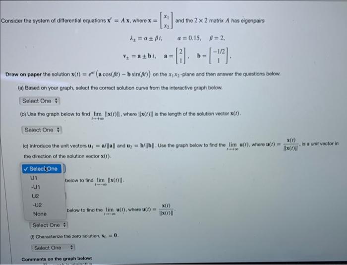 Solved Consider the system of differential equations x′=Ax, | Chegg.com