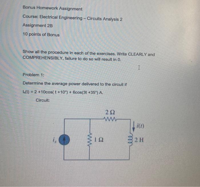 Solved Bonus Homework Assignment Course Electrical 8429