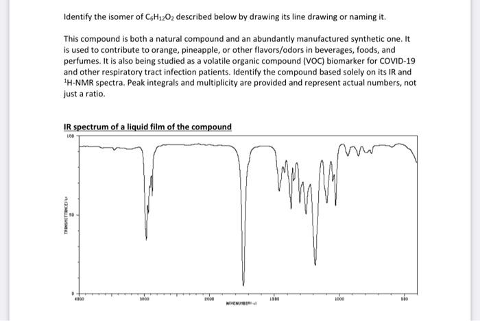 Solved Identify the isomer of C6H12O2 described below by | Chegg.com