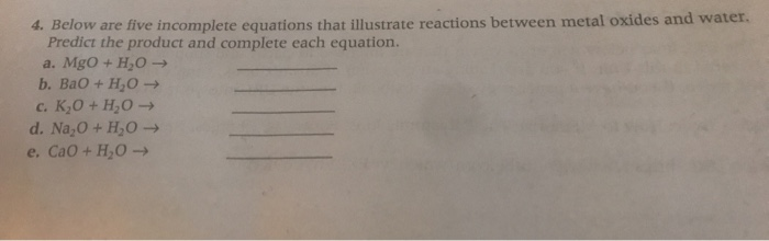 Solved 4. Below are five incomplete equations that | Chegg.com