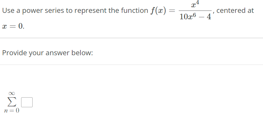 Solved Use a power series to represent the function | Chegg.com