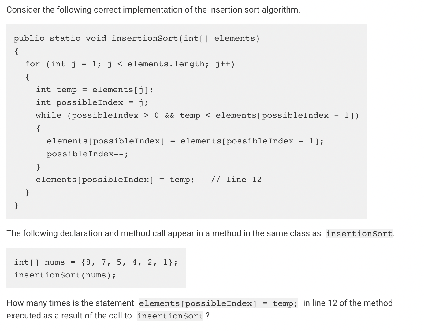 Solved Consider the following correct implementation of the | Chegg.com