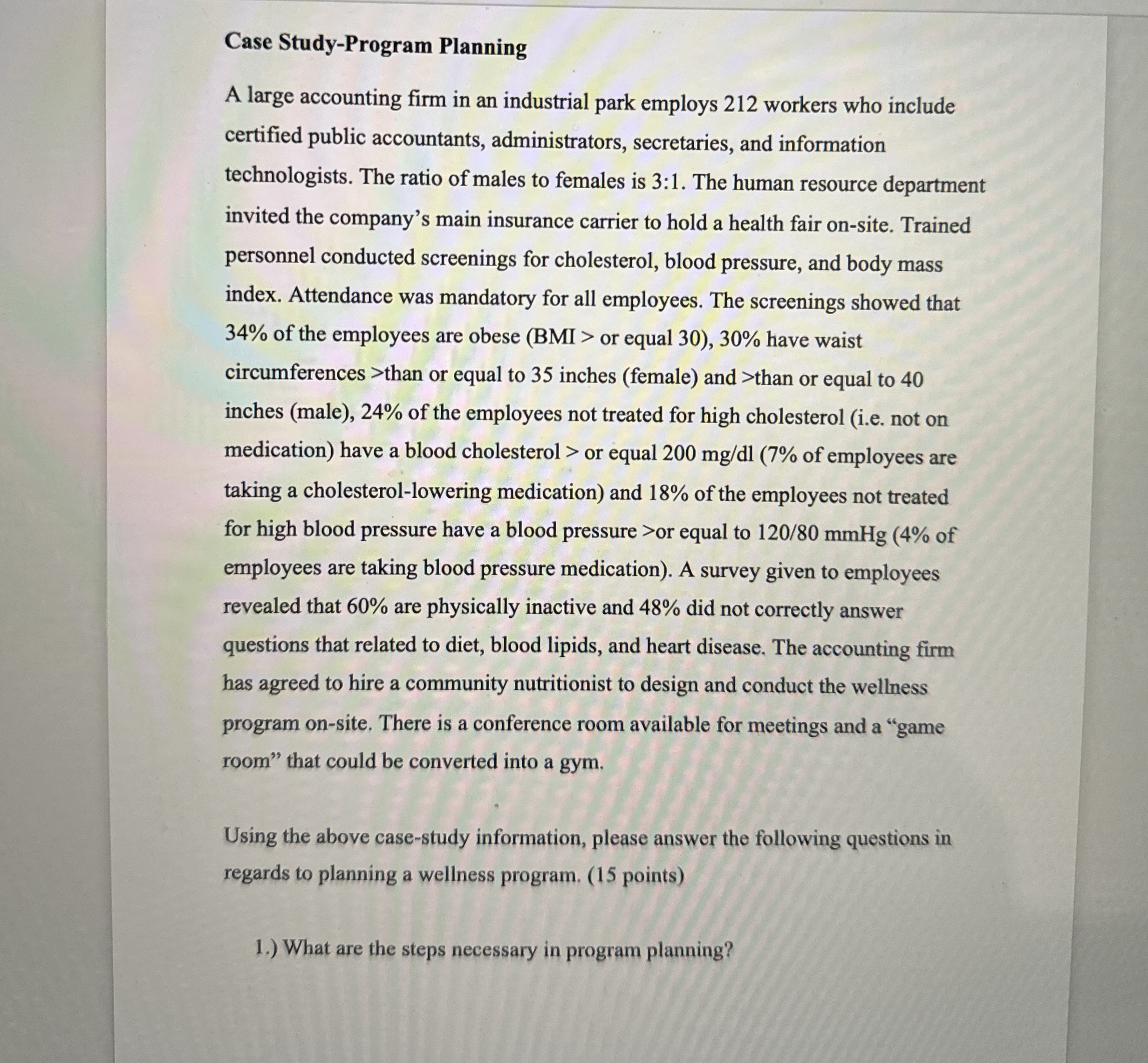 Case Study-Program PlanningA large accounting firm in | Chegg.com