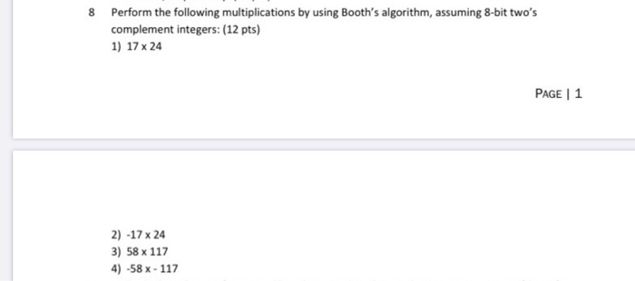 Solved 8 Perform the following multiplications by using | Chegg.com