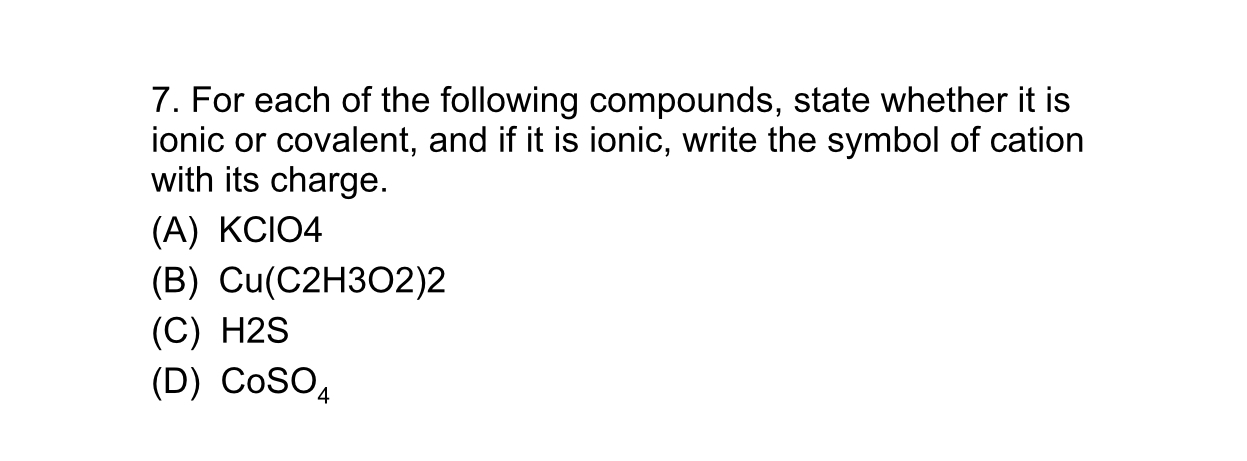Solved For each of the following compounds, state whether it | Chegg.com