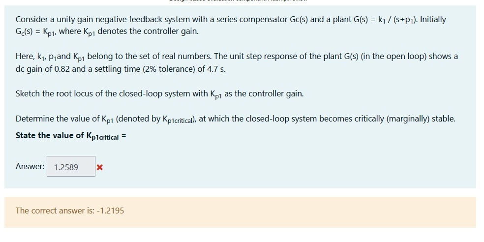 Solved Consider a unity gain negative feedback system with a | Chegg.com