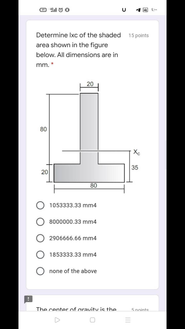 Solved AY 44,100 U ... 15 points Determine Ixc of the shaded | Chegg.com