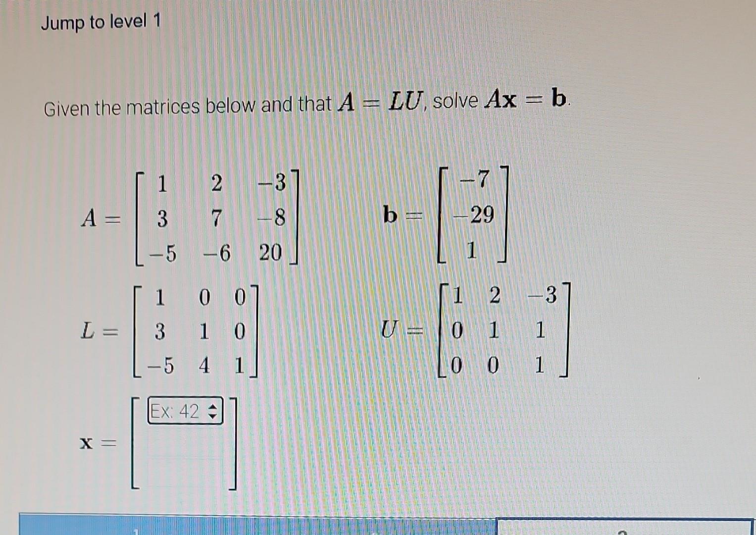 Solved Jump to level 1 Given the matrices below and that | Chegg.com
