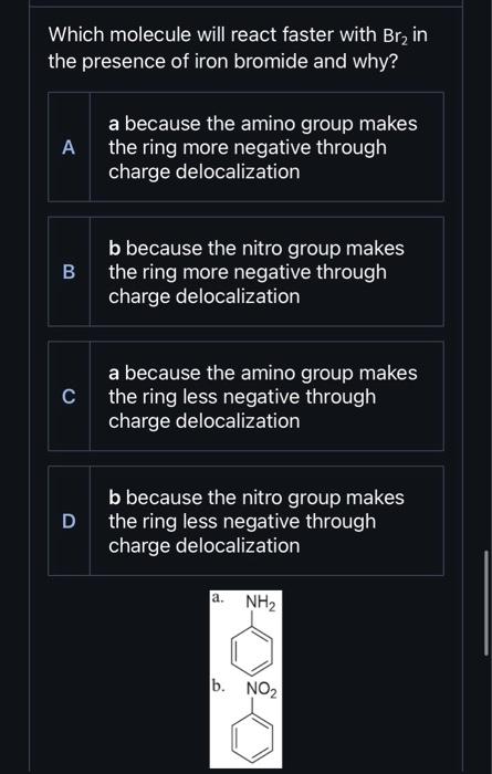 Solved Which molecule will react faster with Br2 in the | Chegg.com