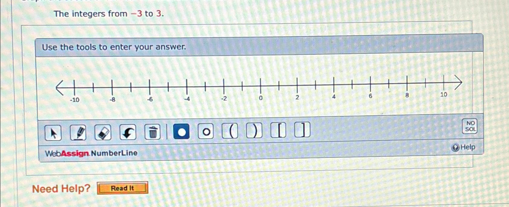 Solved The integers from -3 ﻿to 3 .Use the tools to enter | Chegg.com