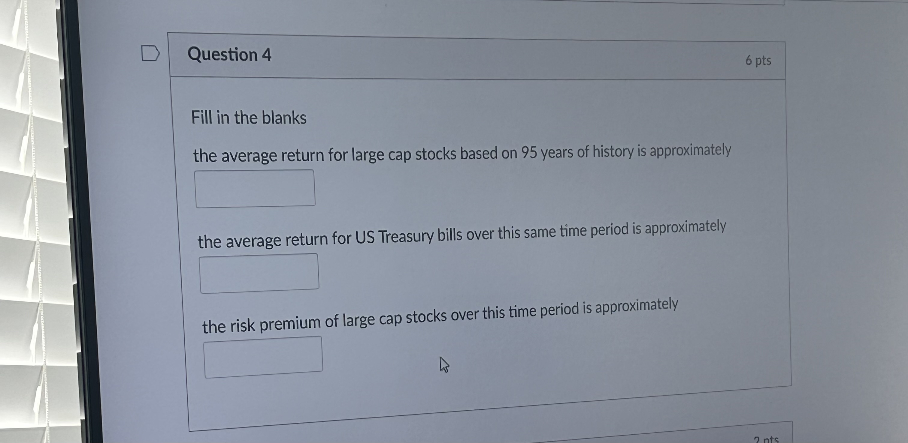 Solved Question 46 ﻿ptsFill in the blanksthe average return | Chegg.com