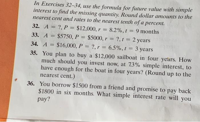 Solved In Exercises 32–34, use the formula for future value | Chegg.com