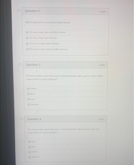 Question 1 2 Pts Which S O Model Deals Wath Depth
