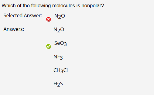 Solved Which of ﻿the following molecules is ﻿nonpolar? | Chegg.com