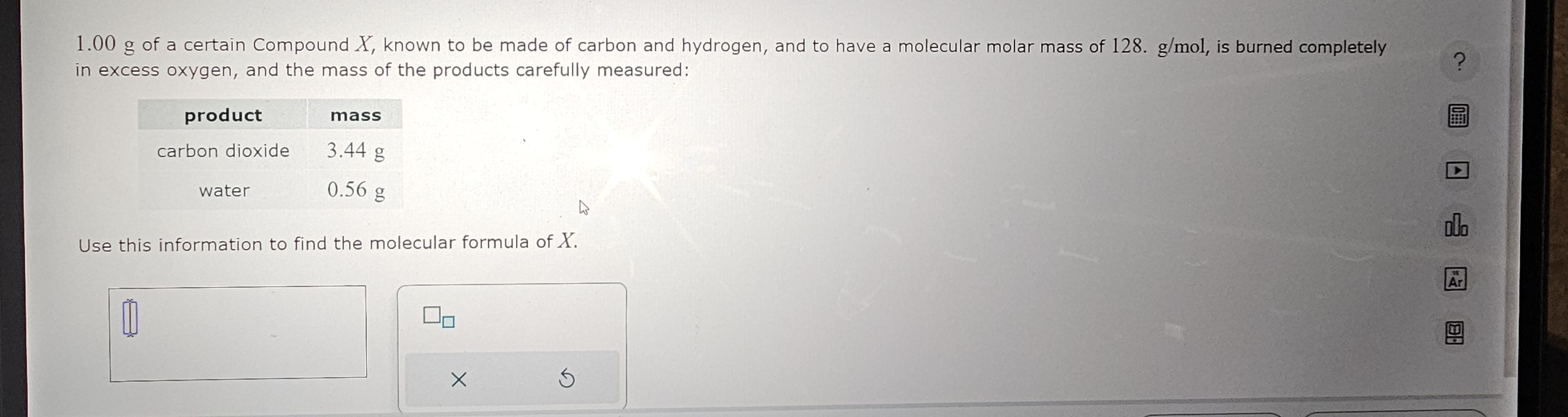 Solved 1.00g ﻿of a certain Compound x, ﻿known to be made of | Chegg.com