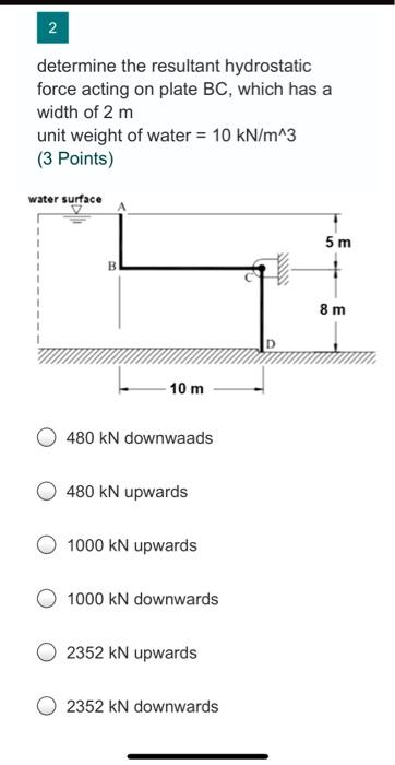Solved 2 determine the resultant hydrostatic force acting on | Chegg.com